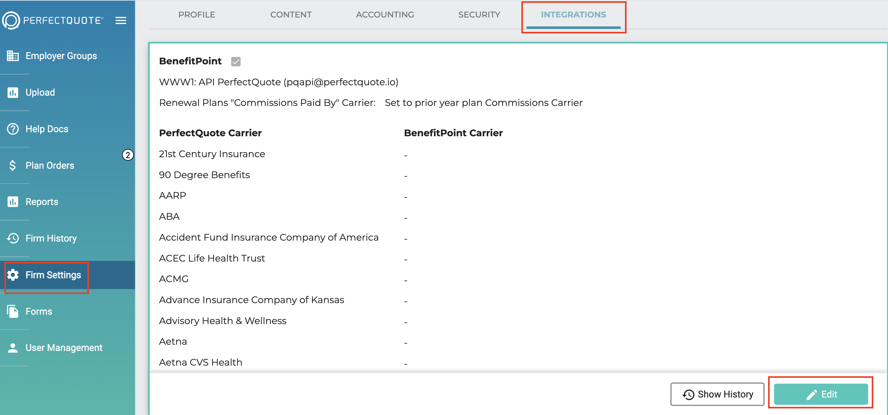 BenefitPoint Carrier Mapping – PerfectQuote