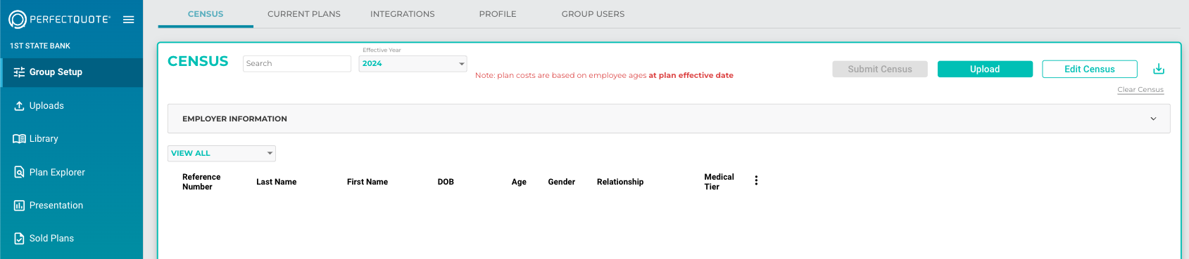 Creating a census in app – PerfectQuote